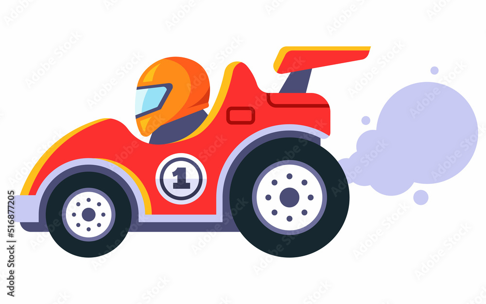 red racing car with open top. race winner. flat vector illustration ...