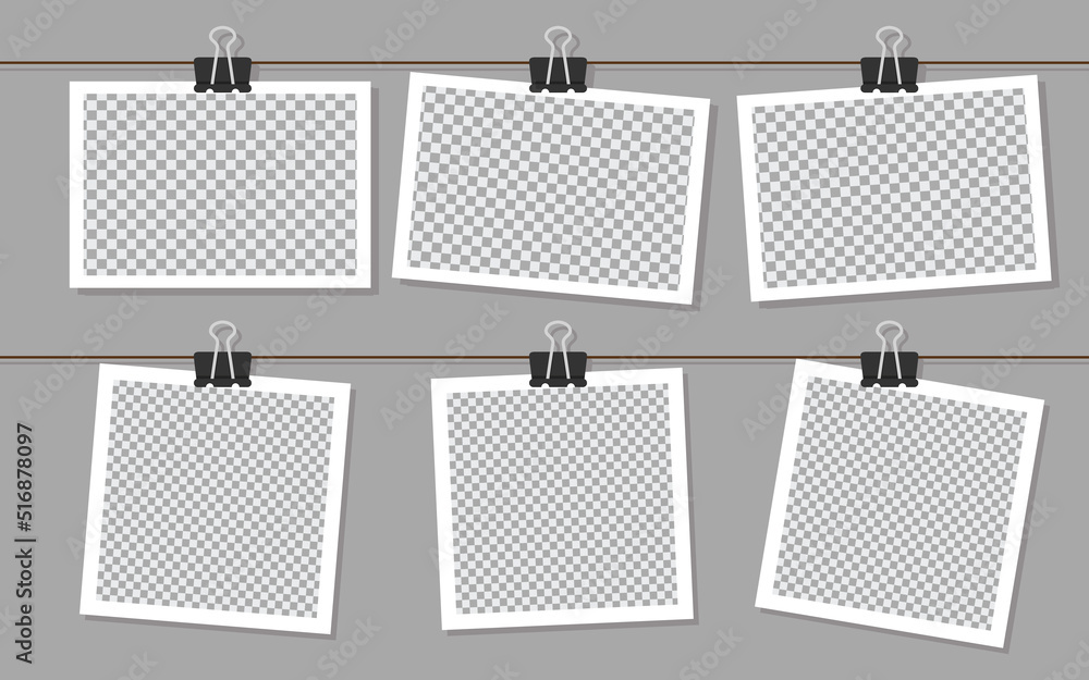 Blank instant photo frame set hanging on a clip. frames templates for ...