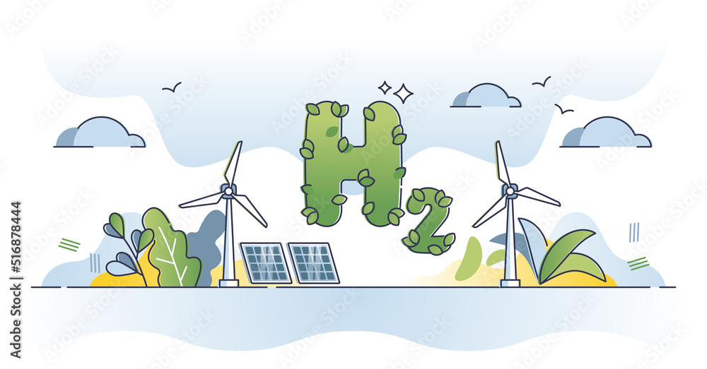 Hydrogen energy or H2 power for electricity production outline concept ...