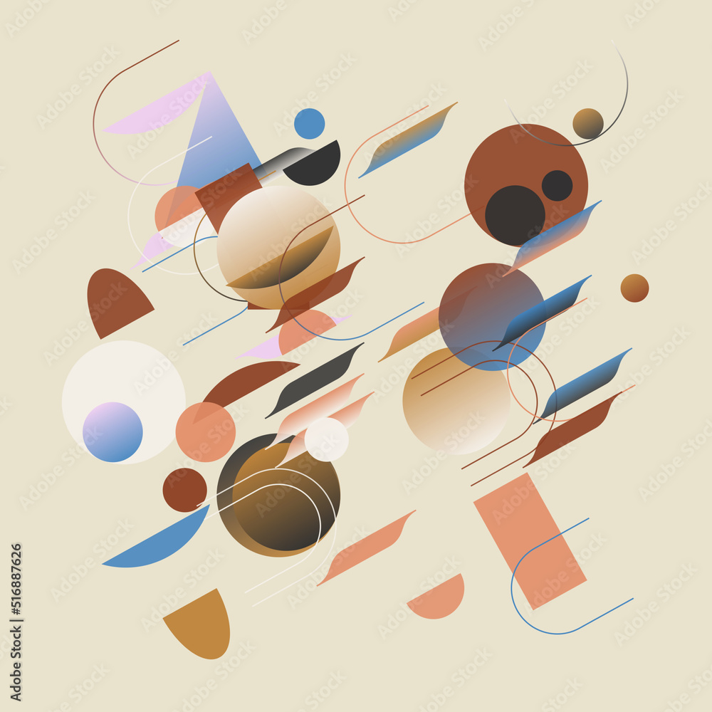 Bauhaus Aesthetics Graphics Art Made Vector Geometric Shapes And ...