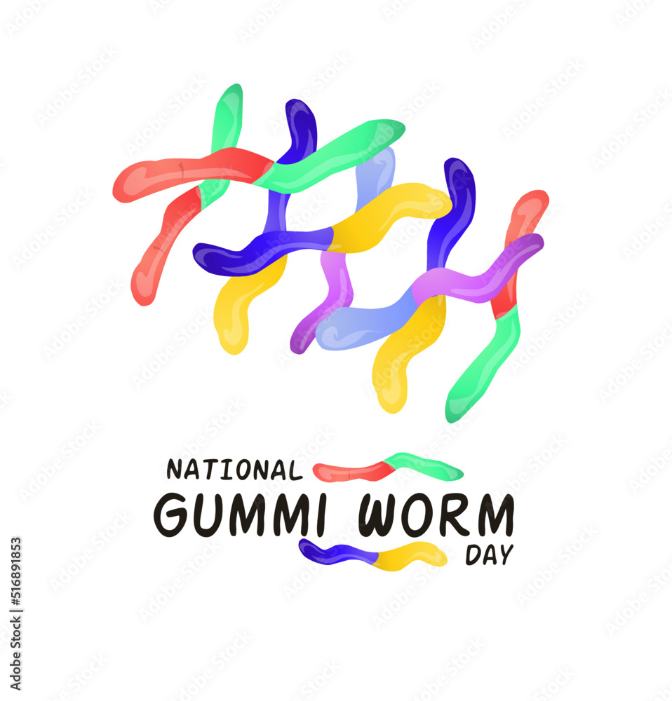 Vector illustration, gummi worm isolated on white background, as a ...
