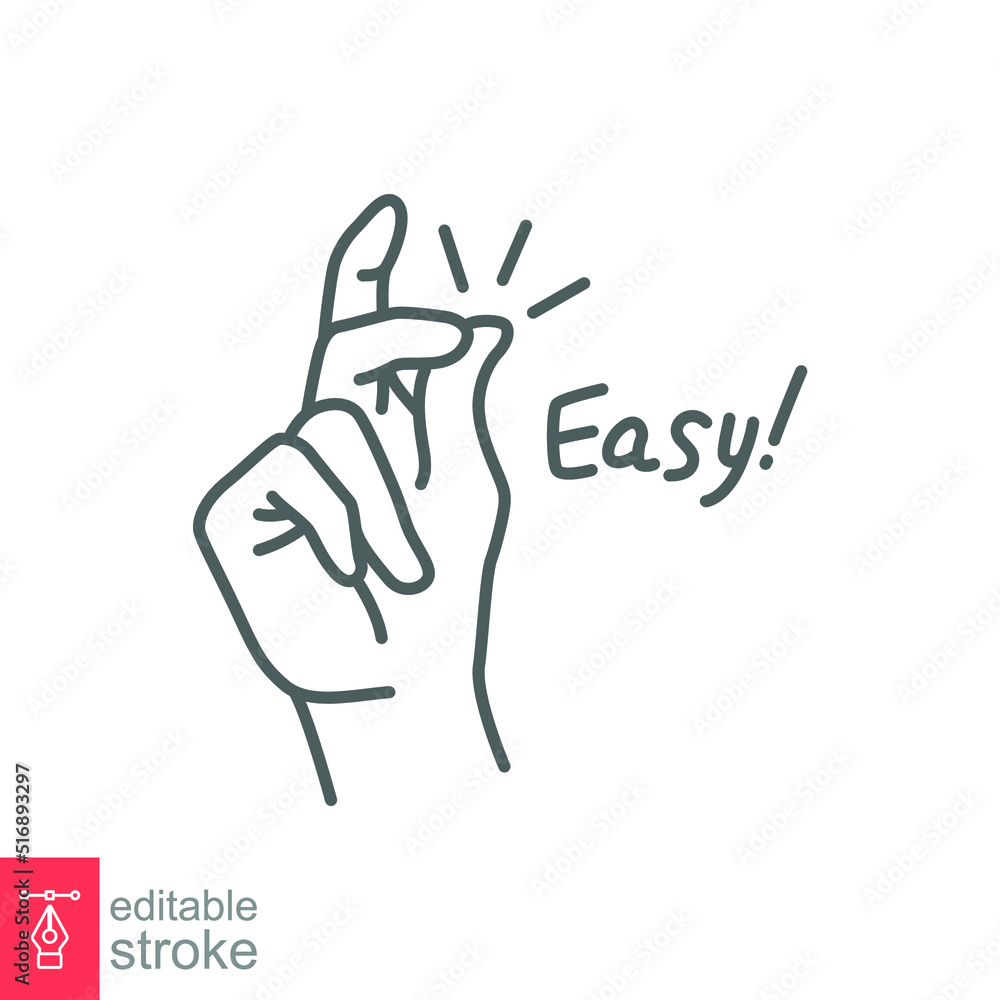 Easy line icon. Simple outline style. Finger snapping hand gesture ...