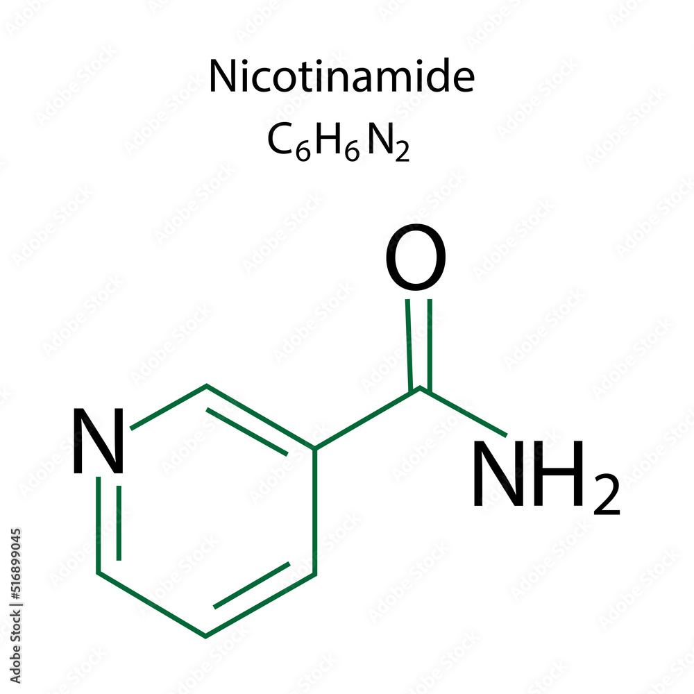 Nicotinamide formula. Line drawing. Vector illustration. Stock image ...