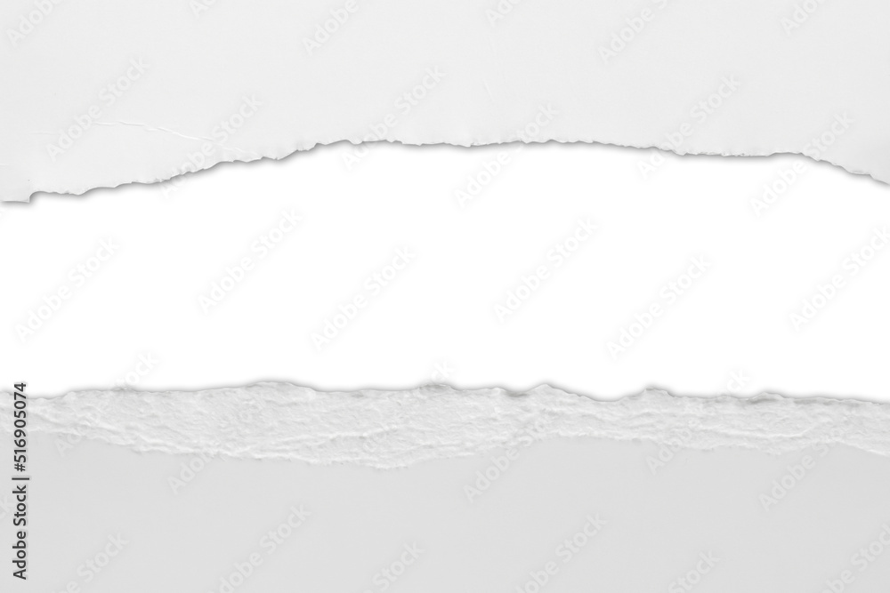 White ripped paper torn edges strips isolated on white background Stock ...
