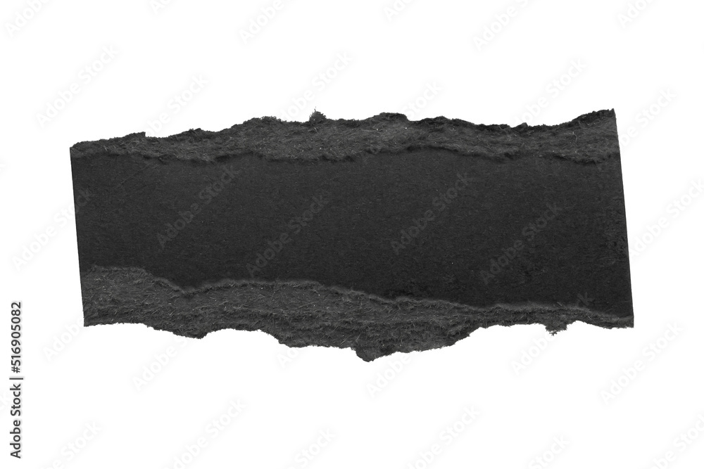Black ripped paper torn edges strips isolated on white background Stock ...