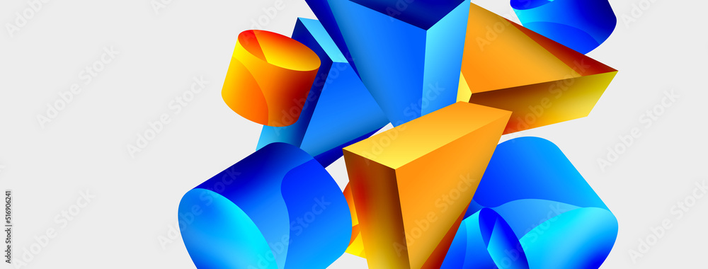 3d vector minimalist geometric abstract background. Triangle, cylinder ...