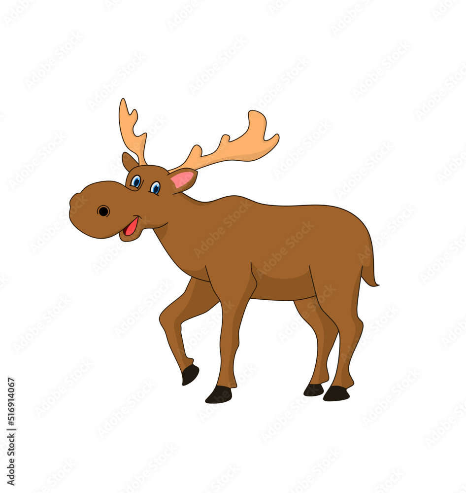 Moose cartoon isolated on white background Stock Vector | Adobe Stock