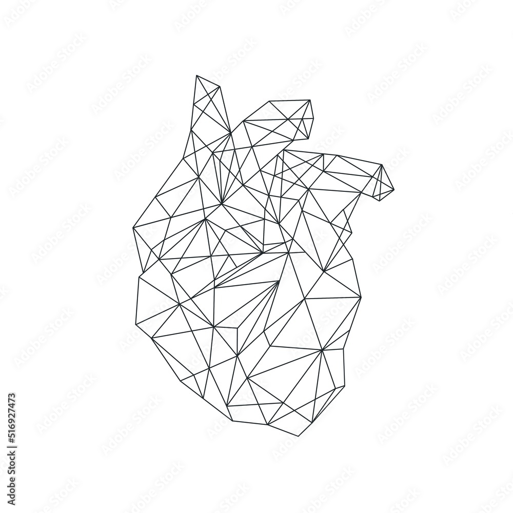 Corazón formado por líneas y triángulos. Líneas negras con aspecto ...