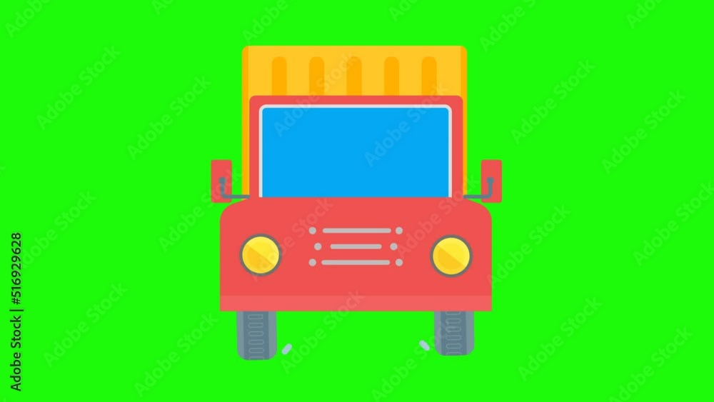 Delivery Vehicle cartoon animation loop on a green background. Animated ...