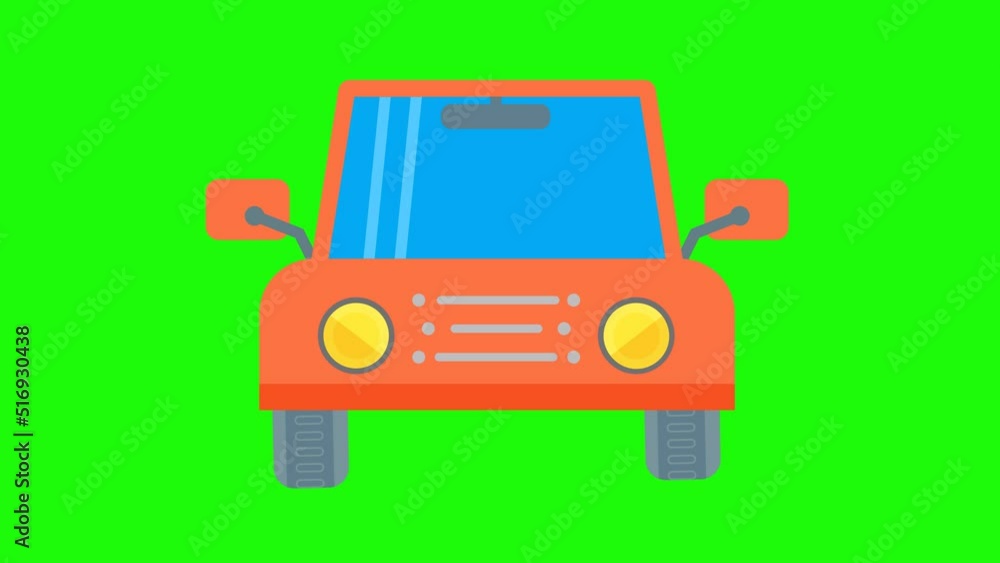 Vidéo Stock Car cartoon animation loop on a green background. Animated ...