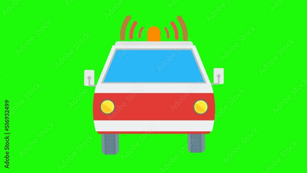 Vidéo Stock Ambulance vehicle cartoon animation loop on a green ...