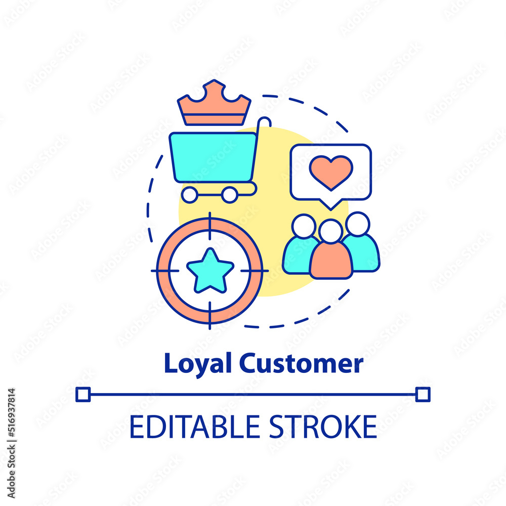 Loyal customers concept icon. Users with positive experience. Type of ...