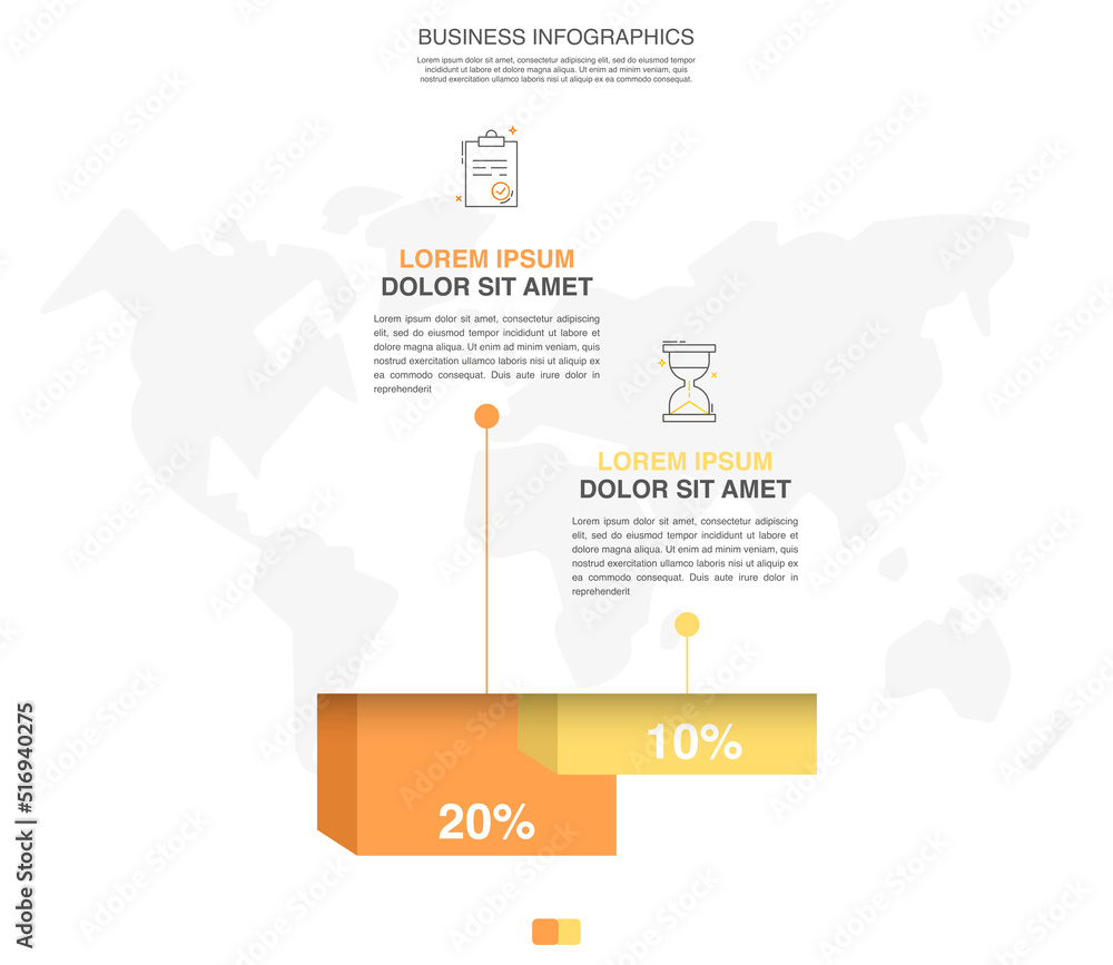 Vector creative infographic of columns bar chart with 2 options. Modern ...