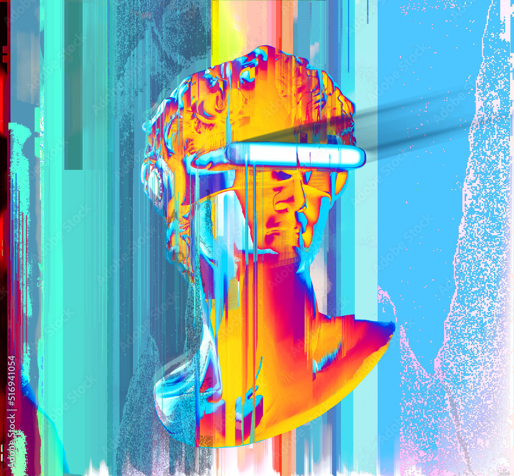 Pixel sorting glitch art of colorful illustration in the style of ...