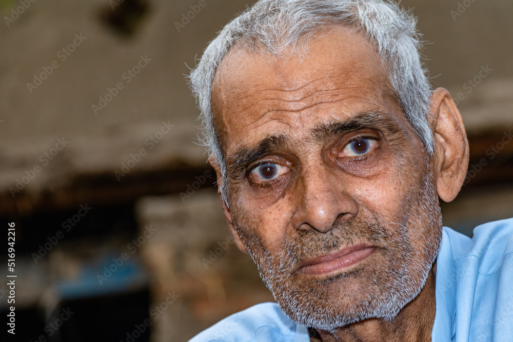 an old sick man with a wrinkled face and sad face expressions Stock ...