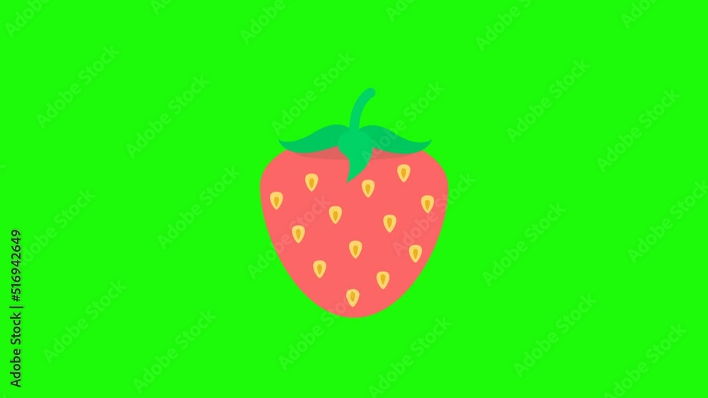 Strawberry icon animation on green background. Animated Fruit icons ...