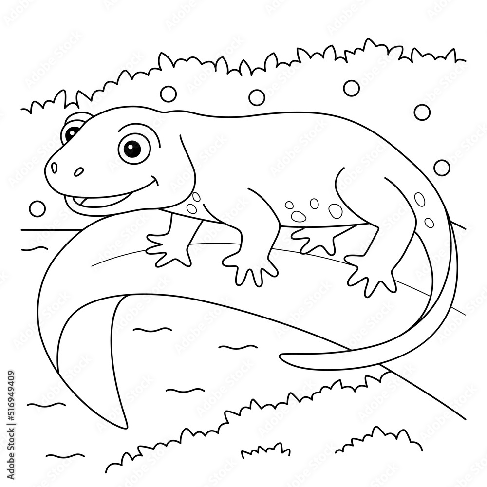 Newt Animal Coloring Page for Kids Stock Vector | Adobe Stock