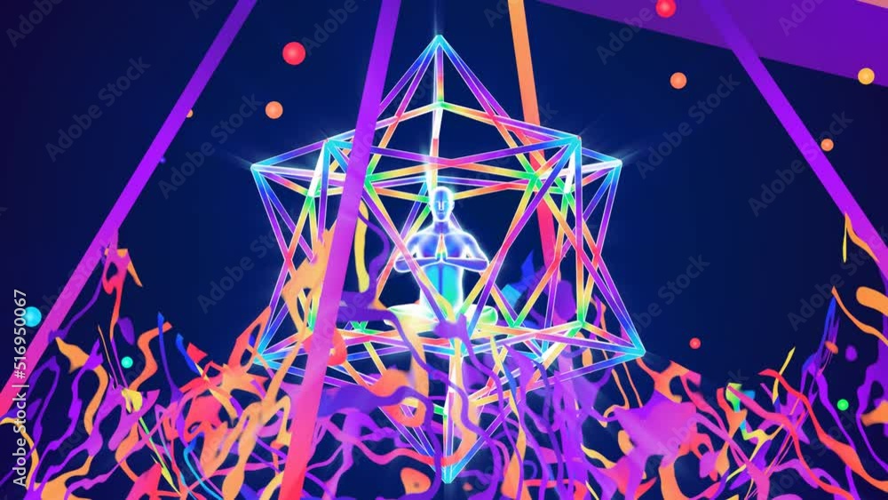 looped 3d animation of a vortex of astral energy of a meditating saint ...