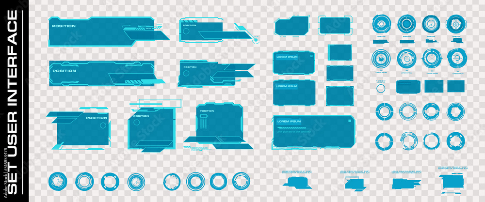 Set HUD UI elements on a transparent background. Futuristic interface ...