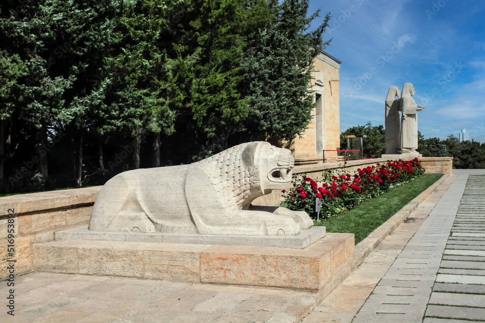 Lion Statues in Road of Lions, Anitkabir, Ankara, Turkey Stock Photo ...