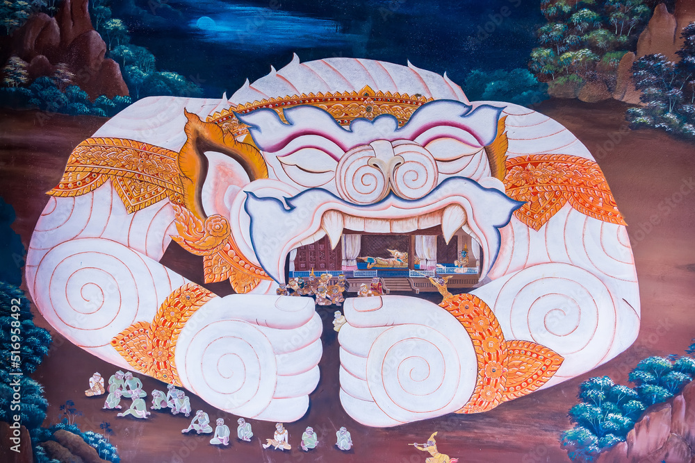 Lopburi, Thailand - July, 02, 2022 : Beautiful Ramayana Thai pattern ...