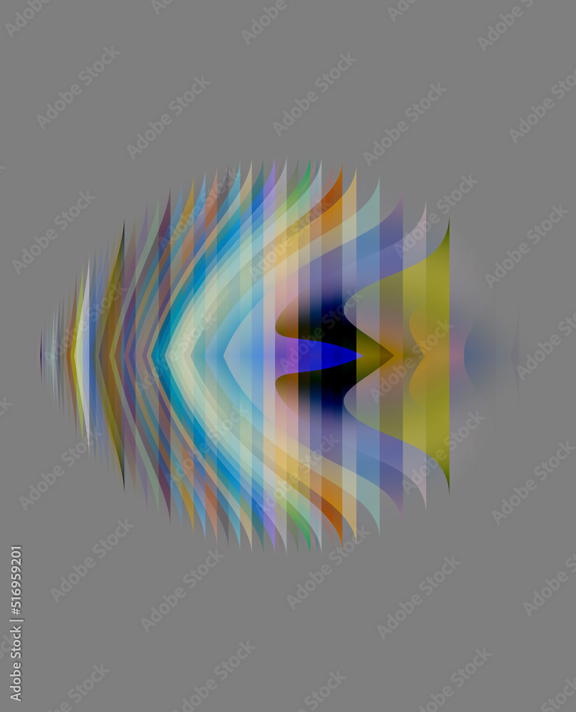 Geometric rainbow coloured symbol with colour fades and overlaying ...
