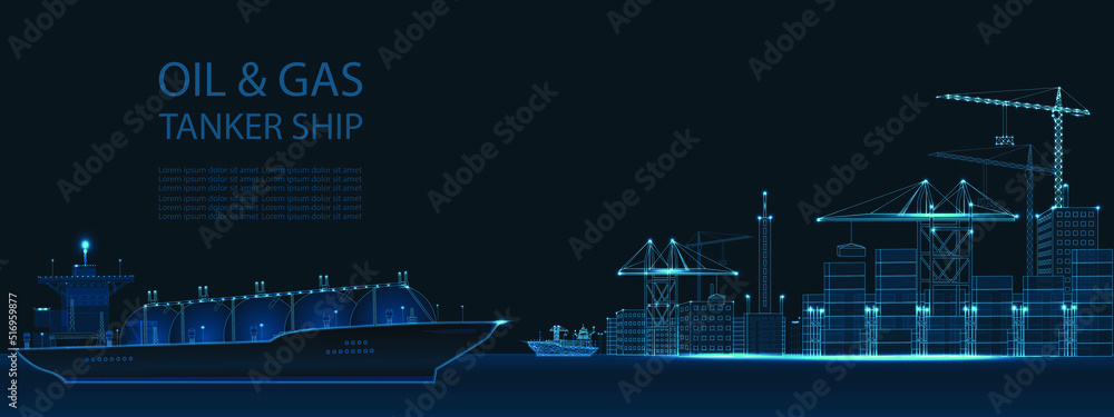 Oil tanker or gas carrier. Big ship designed to transport LPG ...