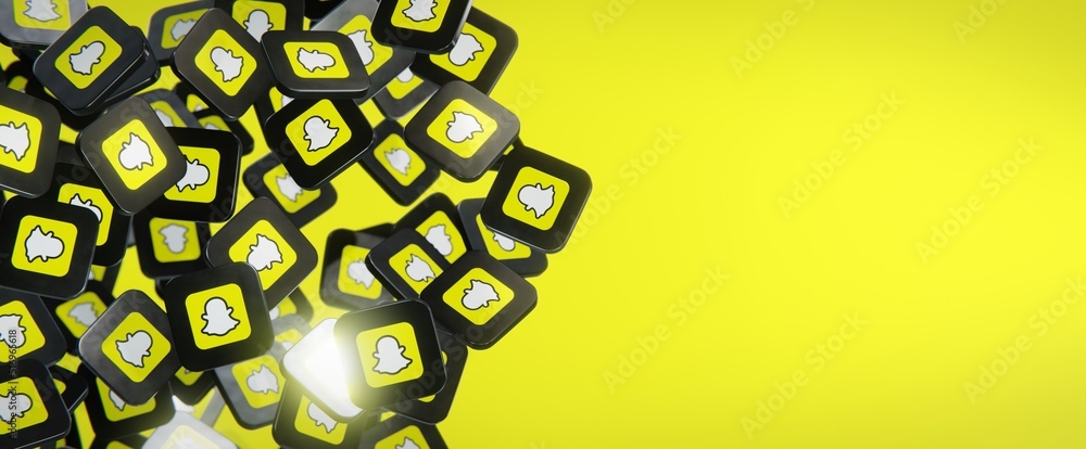 Snapchat logo on floating blocks. Editorial 3D rendering Stock ...