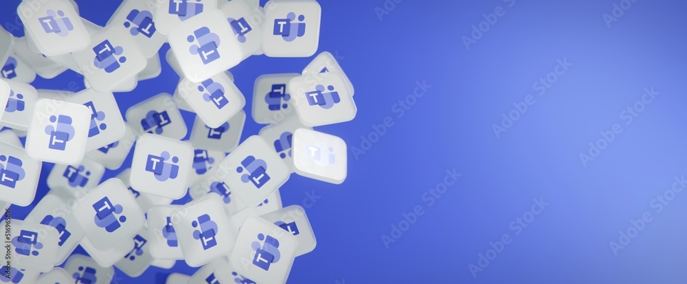 Logo of Microsoft Office application Microsoft Teams on floating translucent blocks. Editorial ...