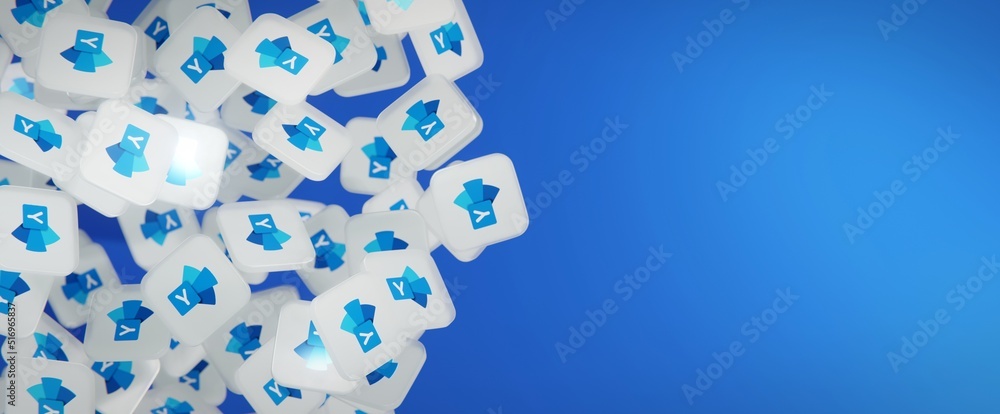 Logo of Microsoft Office application Microsoft Yammer on floating translucent blocks. Editorial ...