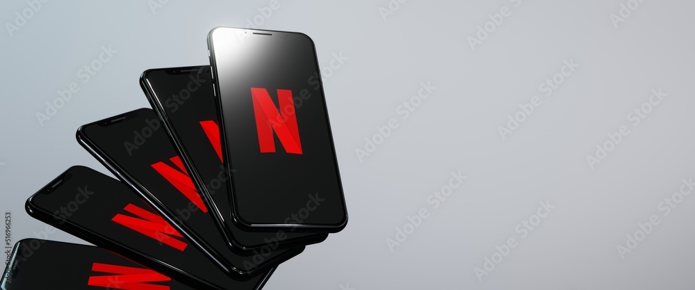 Netflix logo displayed on smartphones. Editorial illustration Stock ...