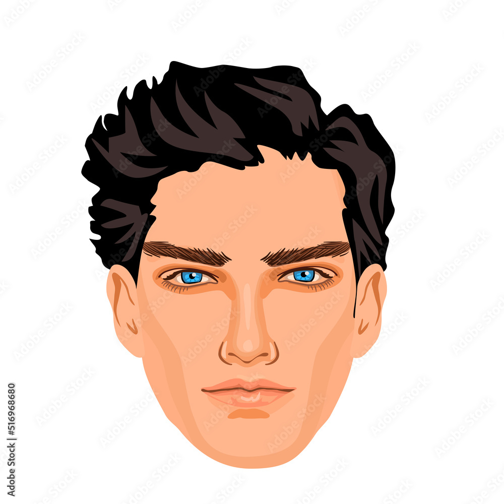 Handsome man portrait isolated on white background. Male face, detailed ...