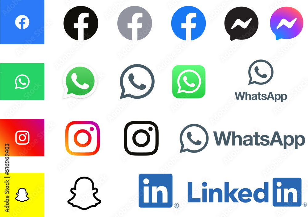 PrintSocial media logo and icon collection. Facebook, Instagram ...