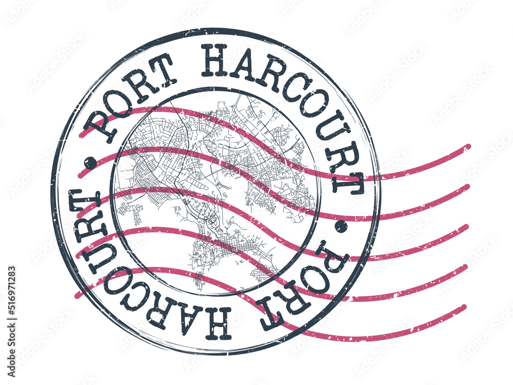 Port Harcourt, Nigeria Stamp Map Postal. Silhouette Seal Roads and ...