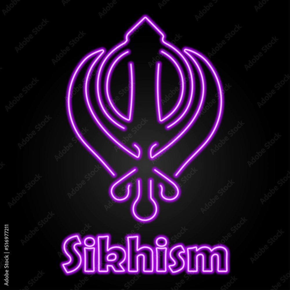 Sikhism neon sign, modern glowing banner design, colorful modern design ...