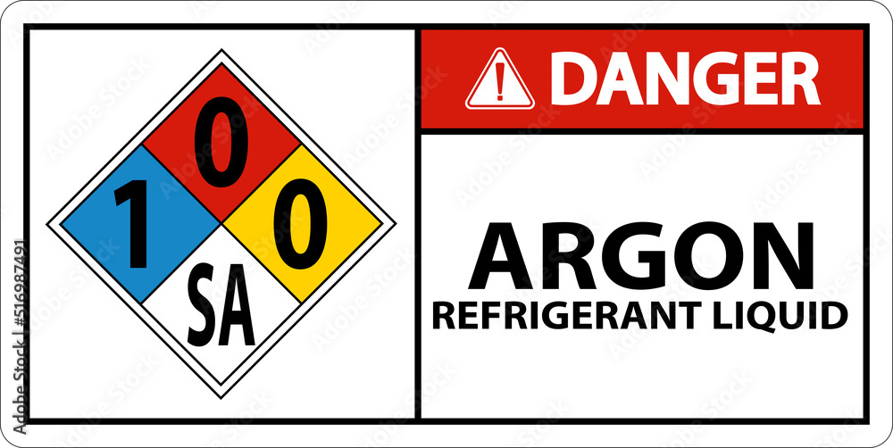 NFPA Warning Argon Refrigerant Liquid 1-0-0-SA Sign Stock Vector ...