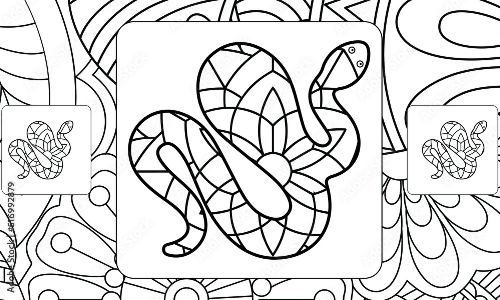 Vettoriale Stock Snake doodle coloring book page. Antistress for adult ...
