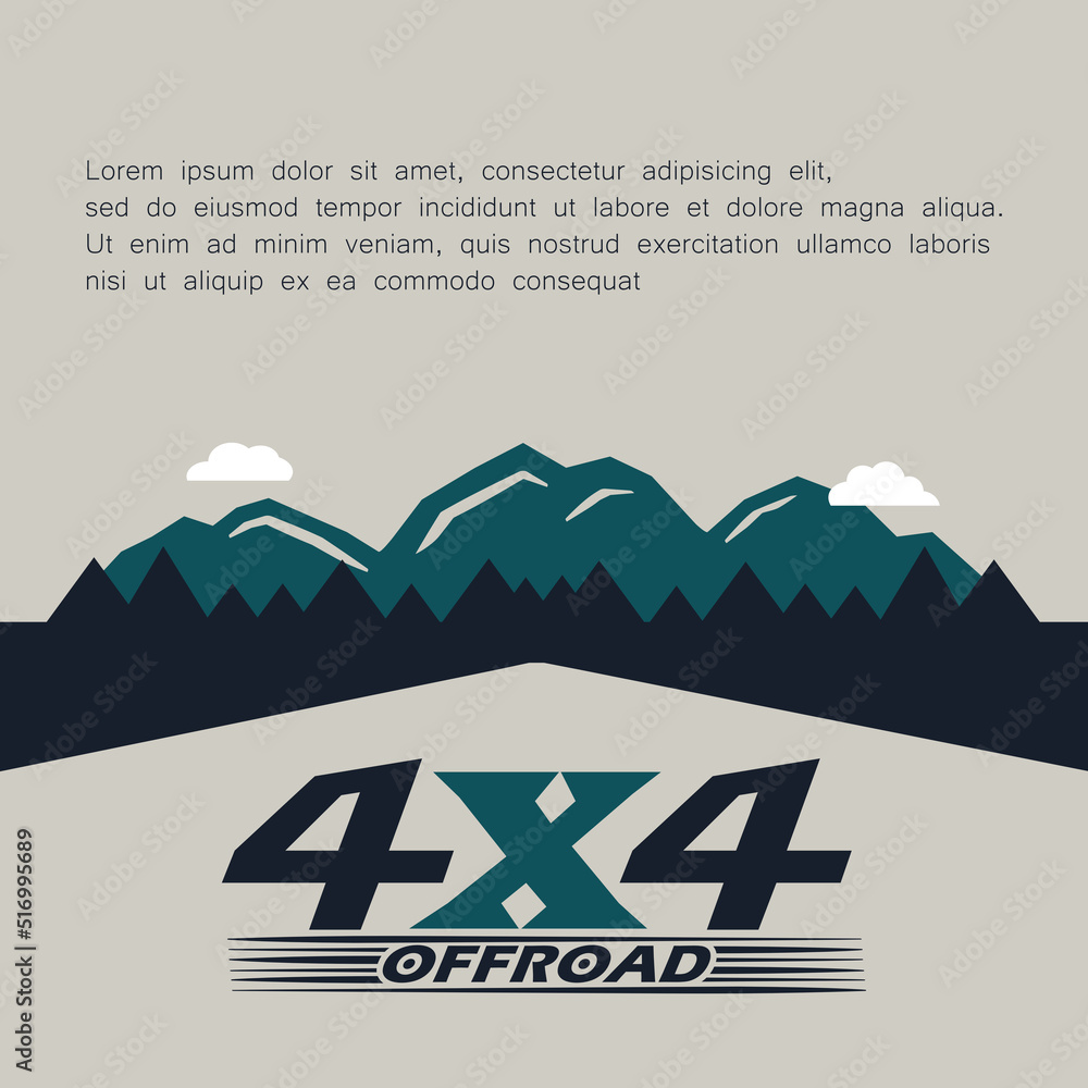 4x4 logo element. 4 wheel drive graphic design. Off road trip. Nature ...