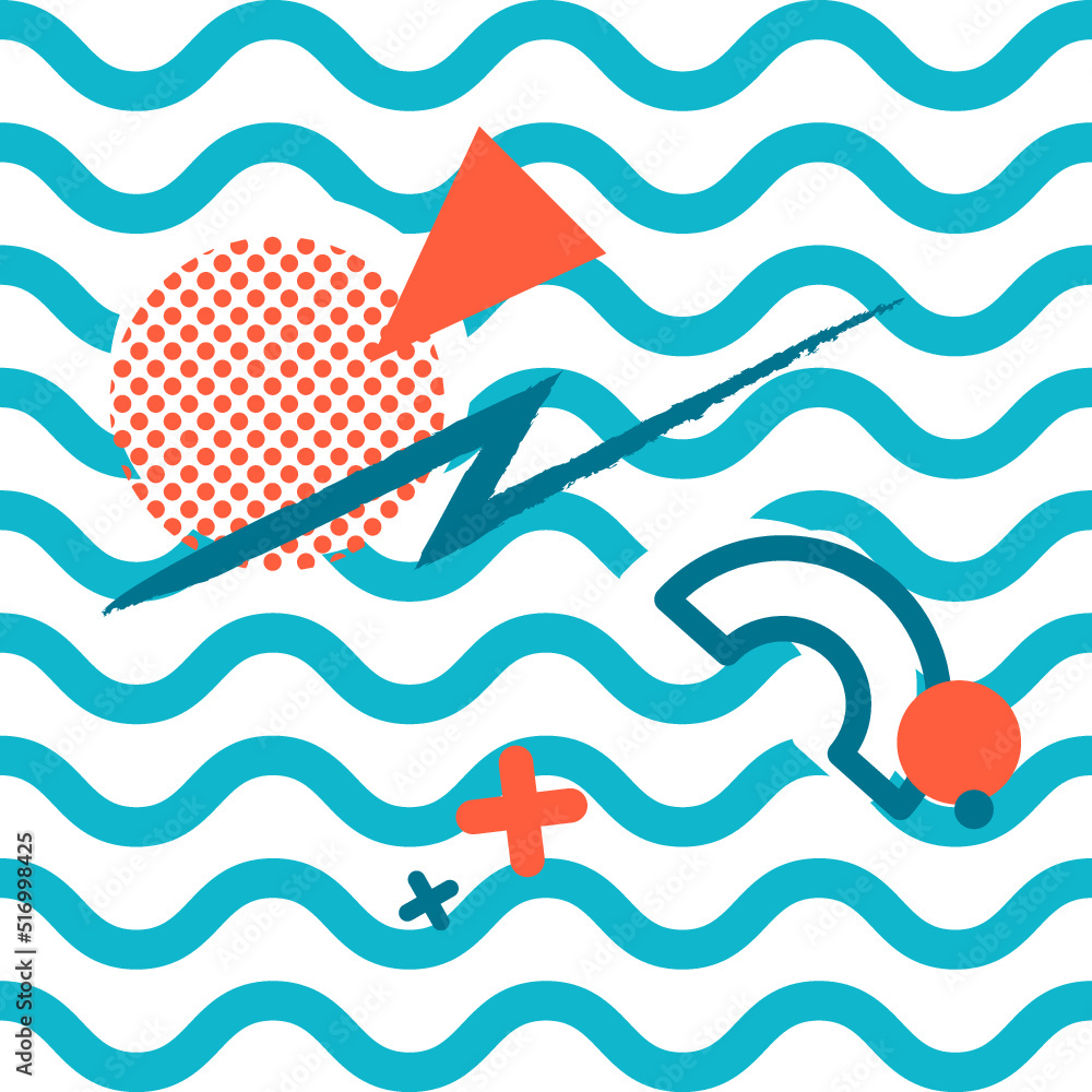 Vector seamless memphis style 90s 80s retro pattern design Stock Vector ...