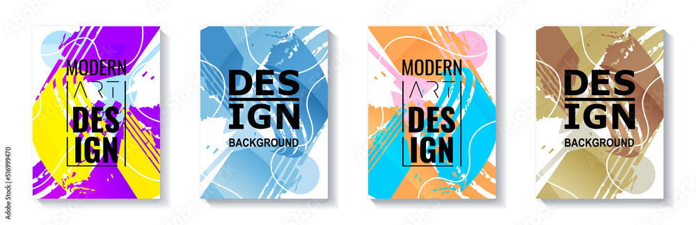 Vector cover with colorful spots, silhouettes of lines. Trendy ...