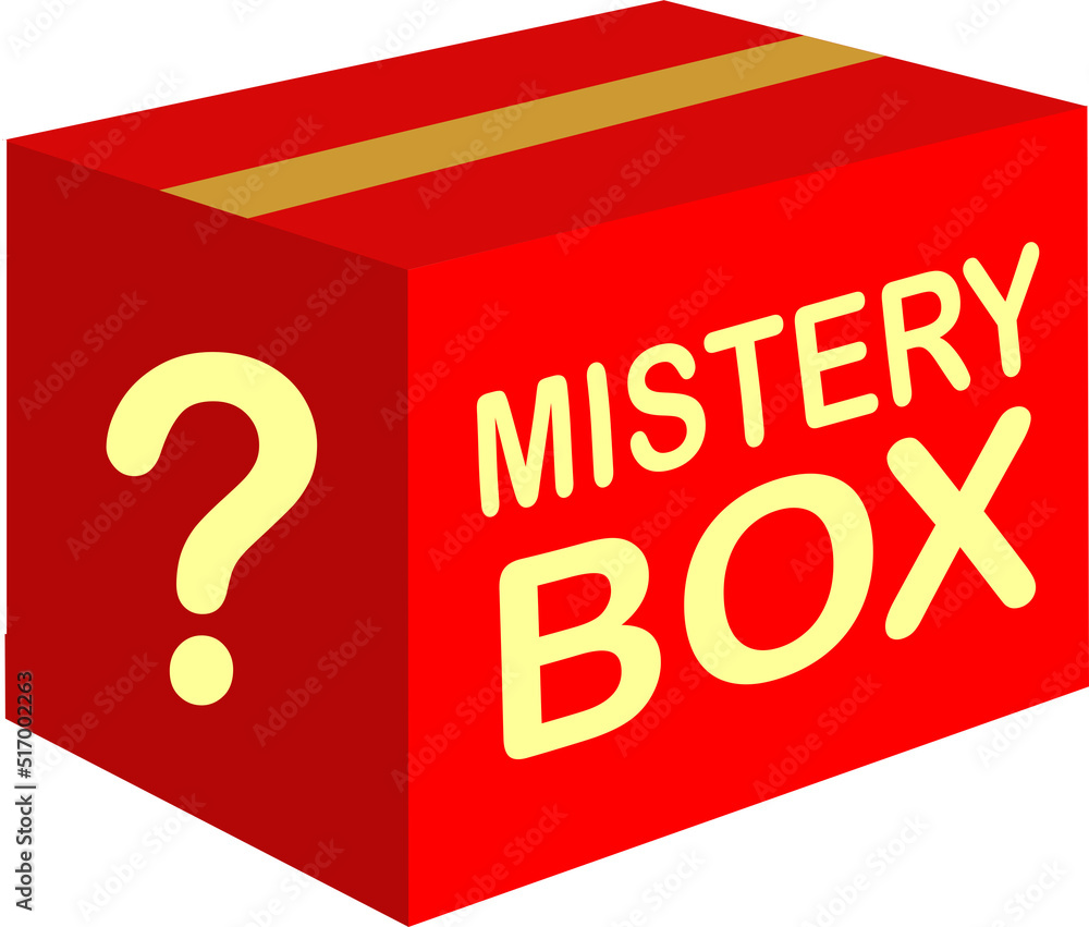 red cardboard with the word mystery box Stock Illustration | Adobe Stock