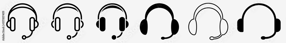 Vetor de Headset Icon Help Headset Support Set | Headsets Icon Service ...