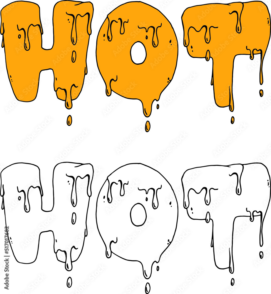 Melting letters vector illustration. Hot melted font inscription. Stock ...