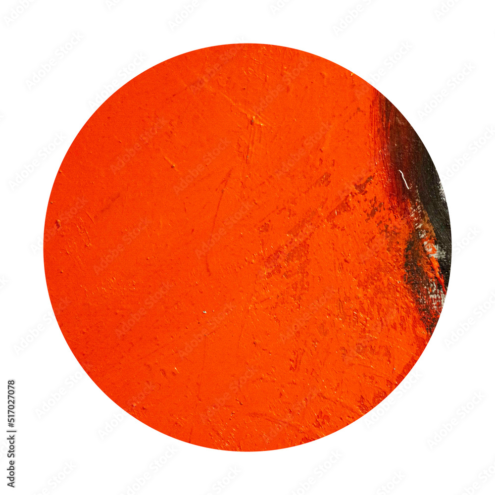 Abstract red circle background with impasto texture. Round brushstroke ...
