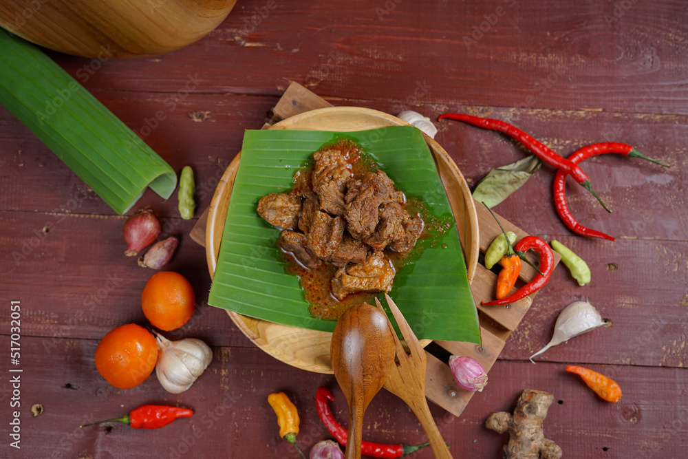 Rendang Food. Famous food from Minangkabau Indonesia. Stock Photo ...