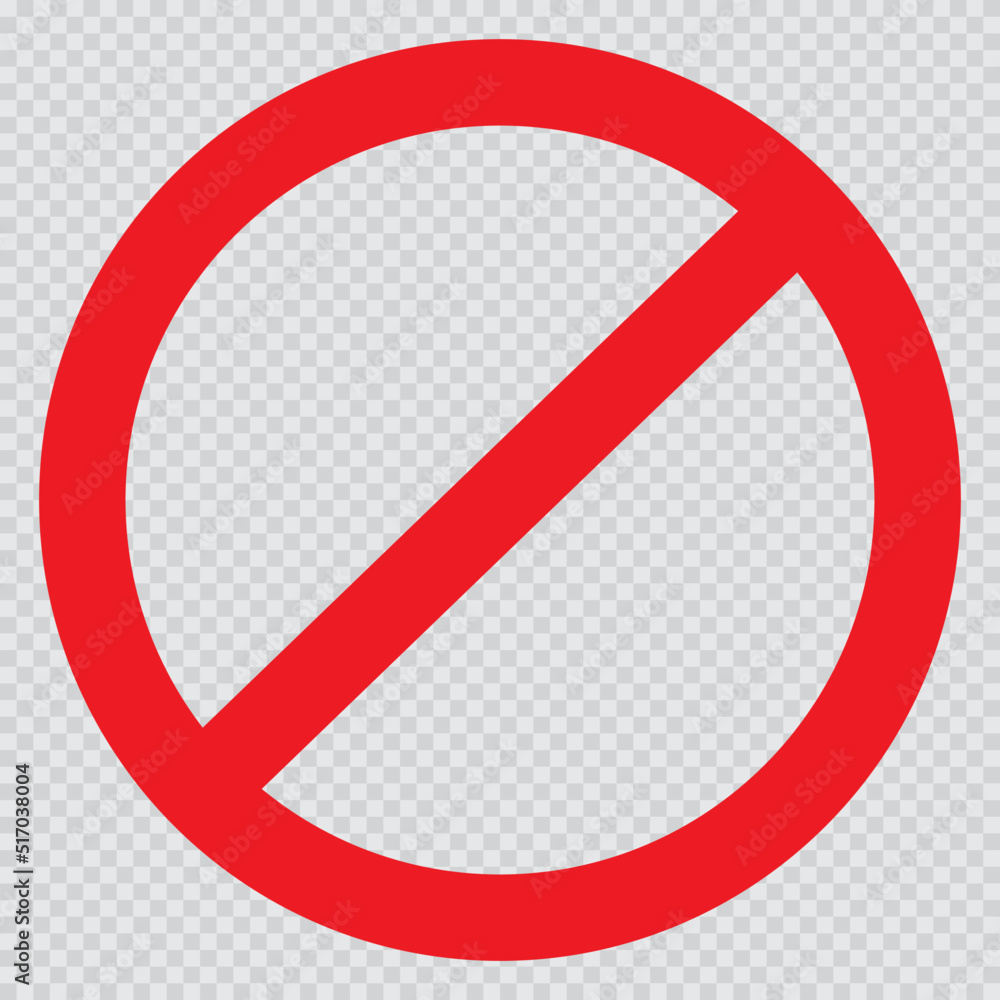 Vecteur Stock Red no sign isolated on transparent background. Vector ...