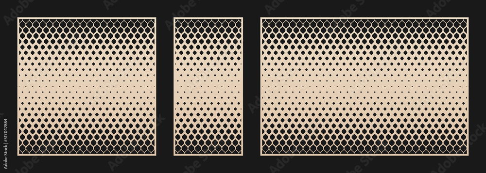 Decorative panels for laser cutting. Vector cutout silhouette with ...