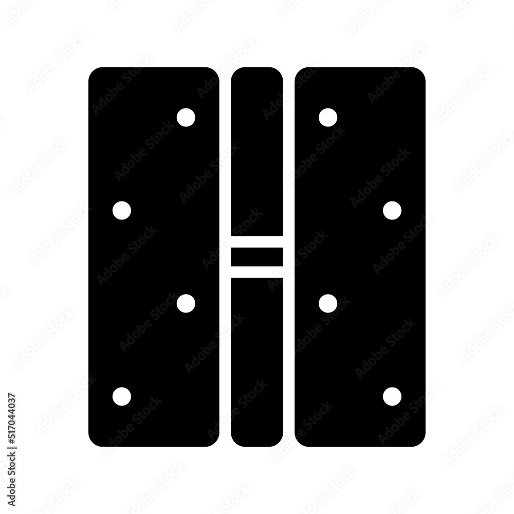 Door hinge icon. Black silhouette. Front side view. Vector simple flat ...