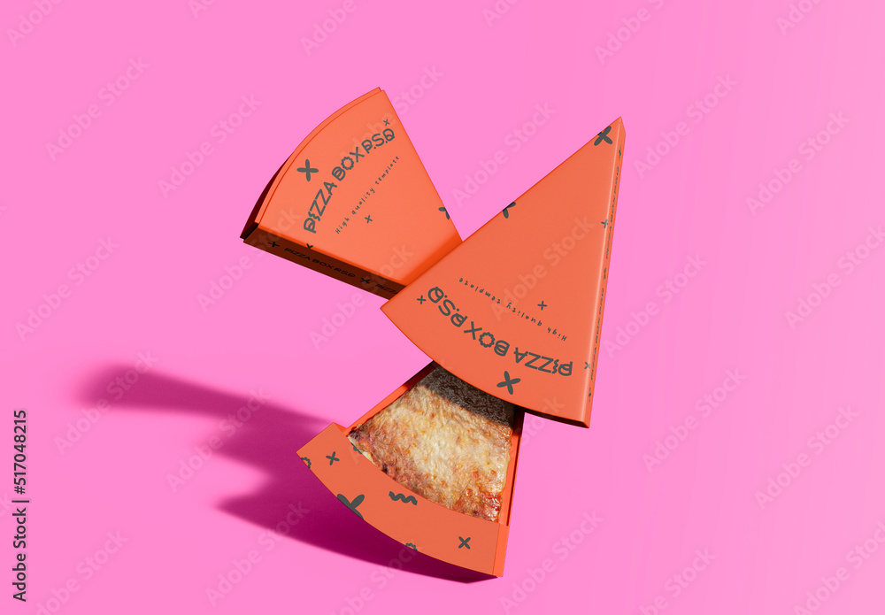 3D Levitating Triangle Pizza Slice Box Mockup Stock Template | Adobe Stock