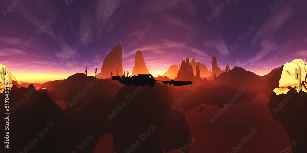 alien landscape at the rising of a star, HDRI, environment map , Round ...